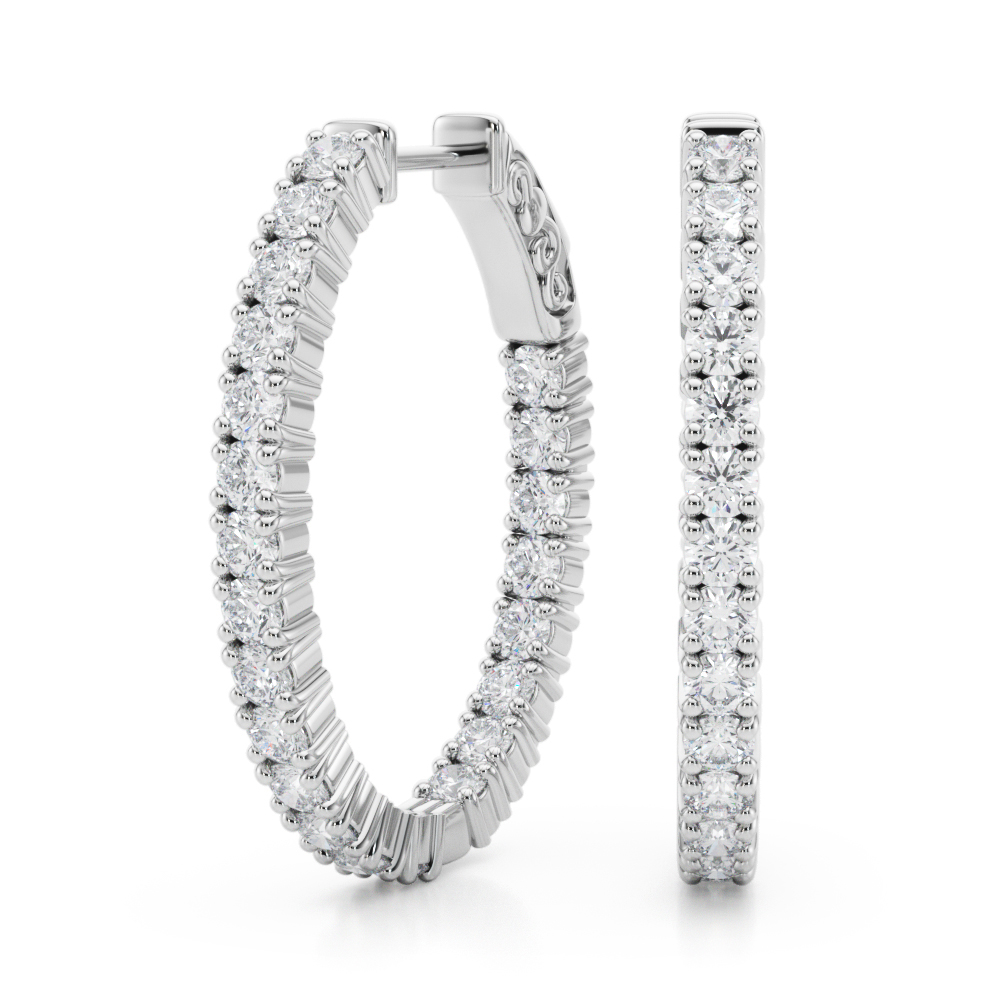 Classic Eternal Lab Diamond Hoop Earrings (2 1/5 ct. tw.) - 14K White Gold